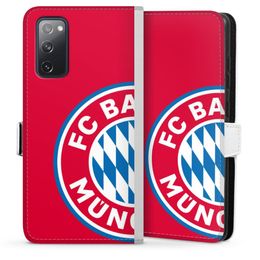 DeinDesign Galaxy S20 FE Handy Klapph&uuml;lle Handyh&uuml;lle aus Kunst Leder wei&szlig; Flip Case Official Licensed Product Fcb Fc Bayern M&uuml;nchen Sideflip mit Lasche
