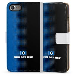 DeinDesign iPhone SE (2022) Handy Klapph&uuml;lle Handyh&uuml;lle aus Kunst Leder wei&szlig; Flip Case Hsv Logo Official Licensed Product Sideflip mit Lasche