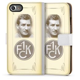 DeinDesign iPhone SE (2020) Handy Klapph&uuml;lle Handyh&uuml;lle aus Kunst Leder wei&szlig; Flip Case Logo 1. Fc Kaiserslautern Fritz Walter Sideflip mit Lasche