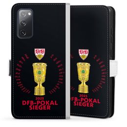 DeinDesign Galaxy S20 FE Handy Klapph&uuml;lle Handyh&uuml;lle aus Kunst Leder wei&szlig; Flip Case Trophy Official Licensed Product Vfb Stuttgart Sideflip mit Lasche