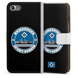 DeinDesign iPhone SE (2020) Handy Klapph&uuml;lle Handyh&uuml;lle aus Kunst Leder wei&szlig; Flip Case Logo Hamburger Sv Hsv Sideflip mit Lasche