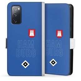 DeinDesign Galaxy S20 FE Handy Klapph&uuml;lle Handyh&uuml;lle aus Kunst Leder wei&szlig; Flip Case Official Licensed Product Hamburg Hamburger Sv Sideflip mit Lasche
