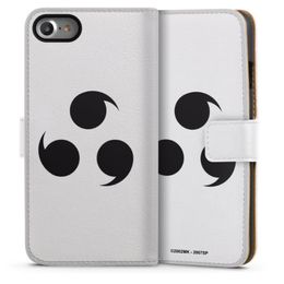 DeinDesign iPhone SE (2020) Handy Klapph&uuml;lle Handyh&uuml;lle aus Kunst Leder wei&szlig; Flip Case Sharingan Naruto Shippuden Jutsu Sideflip mit Lasche