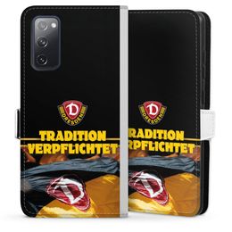 DeinDesign Galaxy S20 FE 5G Handy Klapph&uuml;lle Handyh&uuml;lle aus Kunst Leder wei&szlig; Flip Case Sg Dynamo Dresden Merchandise Sgd Sideflip mit Lasche