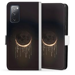 DeinDesign Galaxy S20 FE Handy Klapph&uuml;lle Handyh&uuml;lle aus Kunst Leder wei&szlig; Flip Case Moon Light Full Moon Sideflip mit Lasche