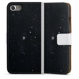 DeinDesign iPhone SE (2022) Handy Klapph&uuml;lle Handyh&uuml;lle aus Kunst Leder wei&szlig; Flip Case Space Astronaut Weltall Sideflip mit Lasche