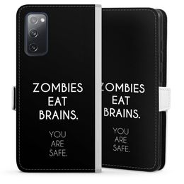DeinDesign Galaxy S20 FE 5G Handy Klapph&uuml;lle Handyh&uuml;lle aus Kunst Leder wei&szlig; Flip Case Statement Funny Zombie Sideflip mit Lasche