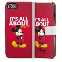 DeinDesign iPhone SE (2020) Handy Klapph&uuml;lle Handyh&uuml;lle aus Kunst Leder wei&szlig; Flip Case Official Licensed Product Disney Mouse Sideflip mit Lasche