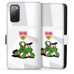DeinDesign Galaxy S20 FE Handy Klapph&uuml;lle Handyh&uuml;lle aus Kunst Leder wei&szlig; Flip Case Vfb Stuttgart Mascot Official Licensed Product Sideflip mit Lasche