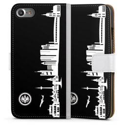 DeinDesign iPhone SE (2020) Handy Klapph&uuml;lle Handyh&uuml;lle aus Kunst Leder wei&szlig; Flip Case Eintracht Frankfurt Skyline Sge Sideflip mit Lasche