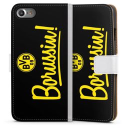 DeinDesign iPhone SE (2020) Handy Klapph&uuml;lle Handyh&uuml;lle aus Kunst Leder wei&szlig; Flip Case Borussia Dortmund Soccer Bvb Sideflip mit Lasche