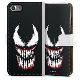 DeinDesign iPhone SE (2020) Handy Klapph&uuml;lle Handyh&uuml;lle aus Kunst Leder wei&szlig; Flip Case Official Licensed Product Marvel Venom Sideflip mit Lasche