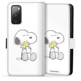 DeinDesign Galaxy S20 FE 5G Handy Klapph&uuml;lle Handyh&uuml;lle aus Kunst Leder wei&szlig; Flip Case Snoopy Peanuts Love Sideflip mit Lasche