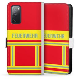 DeinDesign Galaxy S20 FE Handy Klapph&uuml;lle Handyh&uuml;lle aus Kunst Leder wei&szlig; Flip Case Fire Fighters Fire Fighter Life Saver Sideflip mit Lasche