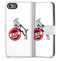 DeinDesign iPhone SE (2022) Handy Klapph&uuml;lle Handyh&uuml;lle aus Kunst Leder wei&szlig; Flip Case Official Licensed Product 1. Fc K&ouml;ln Coat Of Arms Sideflip mit Lasche