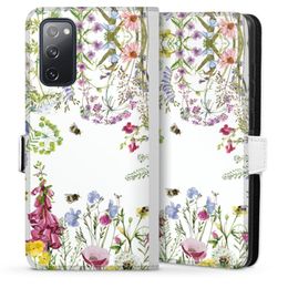 DeinDesign Galaxy S20 FE Handy Klapph&uuml;lle Handyh&uuml;lle aus Kunst Leder wei&szlig; Flip Case Nature Flowers Meadow Sideflip mit Lasche