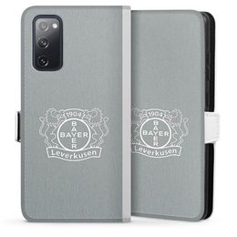 DeinDesign Galaxy S20 FE 5G Handy Klapph&uuml;lle Handyh&uuml;lle aus Kunst Leder wei&szlig; Flip Case Bayer 04 Leverkusen Coat Of Arms Official Licensed Product Sideflip mit 