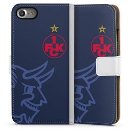 DeinDesign iPhone SE (2020) Handy Klapph&uuml;lle Handyh&uuml;lle aus Kunst Leder wei&szlig; Flip Case 1. Fc Kaiserslautern Logo 1. Fck Sideflip mit Lasche