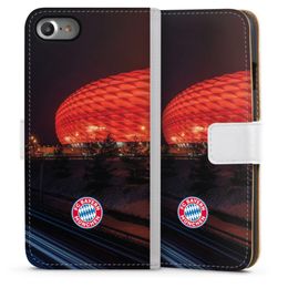 DeinDesign iPhone SE (2020) Handy Klapph&uuml;lle Handyh&uuml;lle aus Kunst Leder wei&szlig; Flip Case Fc Bayern M&uuml;nchen Stadium Fcb Sideflip mit Lasche