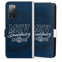 DeinDesign Galaxy S20 FE 5G Handy Klapph&uuml;lle Handyh&uuml;lle aus Kunst Leder wei&szlig; Flip Case Msv Duisburg Merchandise Soccer Sideflip mit Lasche
