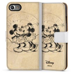 DeinDesign iPhone SE (2020) Handy Klapph&uuml;lle Handyh&uuml;lle aus Kunst Leder wei&szlig; Flip Case Vintage Minnie Mouse Mickey Mouse Sideflip mit Lasche