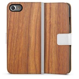 DeinDesign iPhone SE (2020) Handy Klapph&uuml;lle Handyh&uuml;lle aus Kunst Leder wei&szlig; Flip Case Larch Wooden Look Wood Sideflip mit Lasche