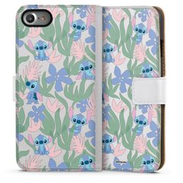 DeinDesign iPhone SE (2022) Handy Klapph&uuml;lle Handyh&uuml;lle aus Kunst Leder wei&szlig; Flip Case Muster Lilo & Stitch Disney Sideflip mit Lasche