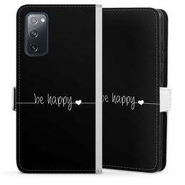 DeinDesign Galaxy S20 FE 5G Handy Klapph&uuml;lle Handyh&uuml;lle aus Kunst Leder wei&szlig; Flip Case Sayings Happiness Statement Sideflip mit Lasche