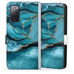 DeinDesign Galaxy S20 FE 5G Handy Klapph&uuml;lle Handyh&uuml;lle aus Kunst Leder wei&szlig; Flip Case Glitzer Marble Gemstone Sideflip mit Lasche