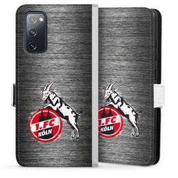 DeinDesign Galaxy S20 FE 5G Handy Klapph&uuml;lle Handyh&uuml;lle aus Kunst Leder wei&szlig; Flip Case Metallic Look Official Licensed Product 1. Fc K&ouml;ln Sideflip mit Lasche