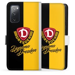 DeinDesign Galaxy S20 FE Handy Klapph&uuml;lle Handyh&uuml;lle aus Kunst Leder wei&szlig; Flip Case Sg Dynamo Dresden Official Licensed Product Sgd Sideflip mit Lasche