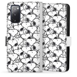 DeinDesign Galaxy S20 FE 5G Handy Klapph&uuml;lle Handyh&uuml;lle aus Kunst Leder wei&szlig; Flip Case Muster Snoopy Peanuts Sideflip mit Lasche