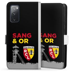 DeinDesign Galaxy S20 FE Handy Klapph&uuml;lle Handyh&uuml;lle aus Kunst Leder wei&szlig; Flip Case Racing Club De Lens Official Licensed Product Rcl Sideflip mit Lasche