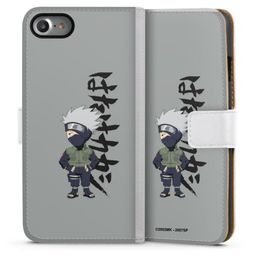 DeinDesign iPhone SE (2020) Handy Klapph&uuml;lle Handyh&uuml;lle aus Kunst Leder wei&szlig; Flip Case Official Licensed Product Naruto Shippuden Kakashi Sideflip mit Lasche