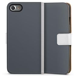 DeinDesign iPhone SE (2020) Handy Klapph&uuml;lle Handyh&uuml;lle aus Kunst Leder wei&szlig; Flip Case Anthracite Unicoloured Grey Sideflip mit Lasche