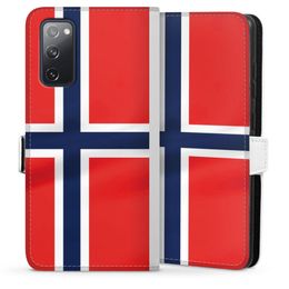 DeinDesign Galaxy S20 FE Handy Klapph&uuml;lle Handyh&uuml;lle aus Kunst Leder wei&szlig; Flip Case Flags Flag Norway Sideflip mit Lasche