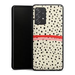 DeinDesign Galaxy A52s 5G Handy Premium Silikon H&uuml;lle Handyh&uuml;lle schwarz Case Stripes Points Kunst Silikon Premium Case
