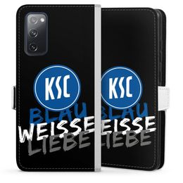DeinDesign Galaxy S20 FE 5G Handy Klapph&uuml;lle Handyh&uuml;lle aus Kunst Leder wei&szlig; Flip Case Ksc Official Licensed Product Karlsruher Sc Sideflip mit Lasche