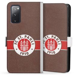 DeinDesign Galaxy S20 FE 5G Handy Klapph&uuml;lle Handyh&uuml;lle aus Kunst Leder wei&szlig; Flip Case Fc St. Pauli Official Licensed Product Logo Sideflip mit Lasche