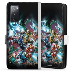 DeinDesign Galaxy S20 FE 5G Handy Klapph&uuml;lle Handyh&uuml;lle aus Kunst Leder wei&szlig; Flip Case Marvel Comic Avengers Sideflip mit Lasche