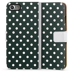 DeinDesign iPhone SE (2020) Handy Klapph&uuml;lle Handyh&uuml;lle aus Kunst Leder wei&szlig; Flip Case Points Retro Polka Dots Sideflip mit Lasche