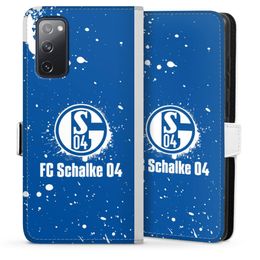 DeinDesign Galaxy S20 FE Handy Klapph&uuml;lle Handyh&uuml;lle aus Kunst Leder wei&szlig; Flip Case S04 Fc Schalke 04 Logo Sideflip mit Lasche