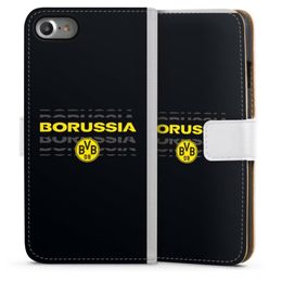 DeinDesign iPhone SE (2020) Handy Klapph&uuml;lle Handyh&uuml;lle aus Kunst Leder wei&szlig; Flip Case Official Licensed Product Borussia Dortmund Bvb Sideflip mit Lasche