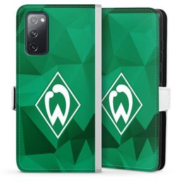 DeinDesign Galaxy S20 FE Handy Klapph&uuml;lle Handyh&uuml;lle aus Kunst Leder wei&szlig; Flip Case Camouflage Sv Werder Bremen Official Licensed Product Sideflip mit Lasche