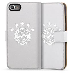 DeinDesign iPhone SE (2020) Handy Klapph&uuml;lle Handyh&uuml;lle aus Kunst Leder wei&szlig; Flip Case Transparent Fcb Fc Bayern M&uuml;nchen Sideflip mit Lasche