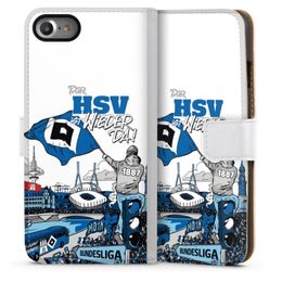 DeinDesign iPhone SE (2020) Handy Klapph&uuml;lle Handyh&uuml;lle aus Kunst Leder wei&szlig; Flip Case Ascent Official Licensed Product Hamburger Sv Sideflip mit Lasche