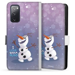 DeinDesign Galaxy S20 FE Handy Klapph&uuml;lle Handyh&uuml;lle aus Kunst Leder wei&szlig; Flip Case Frozen Olaf Official Licensed Product Frozen Sideflip mit Lasche