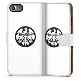 DeinDesign iPhone SE (2020) Handy Klapph&uuml;lle Handyh&uuml;lle aus Kunst Leder wei&szlig; Flip Case Eintracht Frankfurt Logo Eagle Sideflip mit Lasche