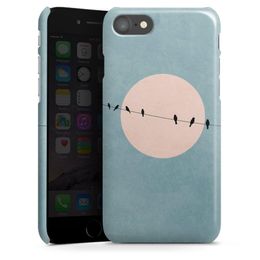 DeinDesign iPhone SE (2020) Handy Premium Case Smartphone Handyh&uuml;lle Schutzh&uuml;lle gl&auml;nzend Turquoise Bird Moon Premium Case