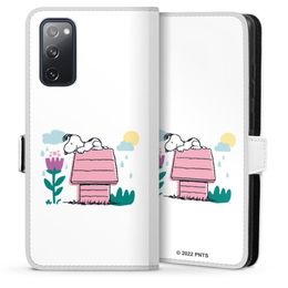 DeinDesign Galaxy S20 FE 5G Handy Klapph&uuml;lle Handyh&uuml;lle aus Kunst Leder wei&szlig; Flip Case Snoopy Dog Official Licensed Product Sideflip mit Lasche